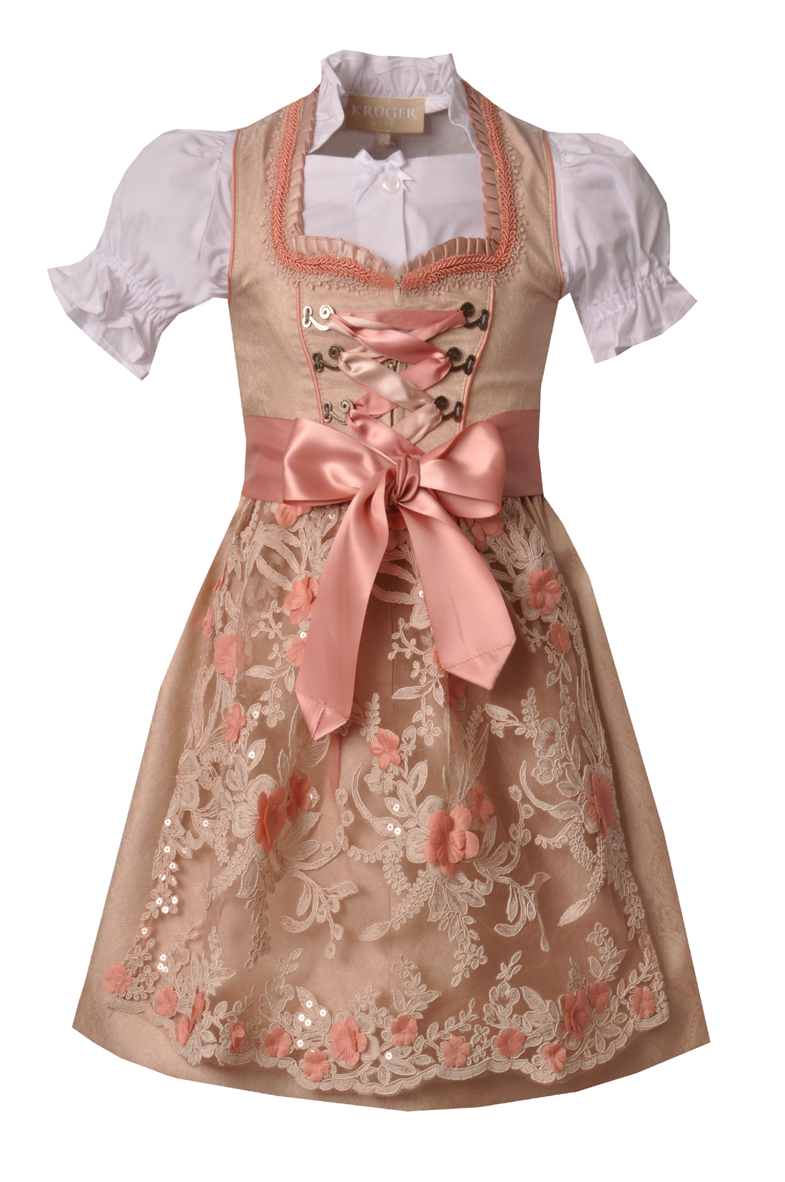 Kinderdirndl Set Stelzenöd beige apricot Trachtenset 3-tlg. Krüger Kids ...