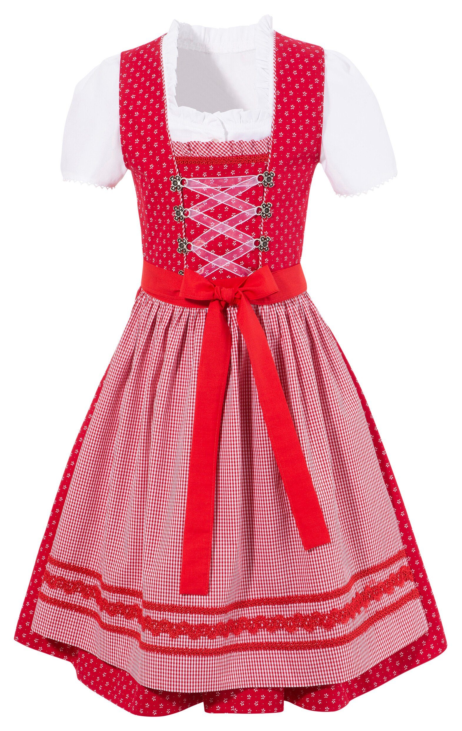 B-Ware / 2. Wahl - Kinderdirndl Jugenddirndl rot Karooptik 3 tlg ...